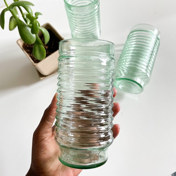 Dining | Retro Style 7s Light Green Glassware Set Of 3 | Poshmark